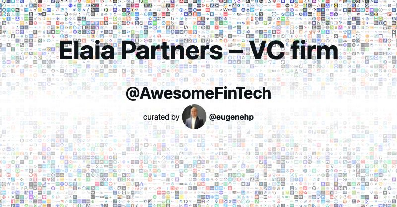 Elaia Partners – VC firm | Awesome FinTech