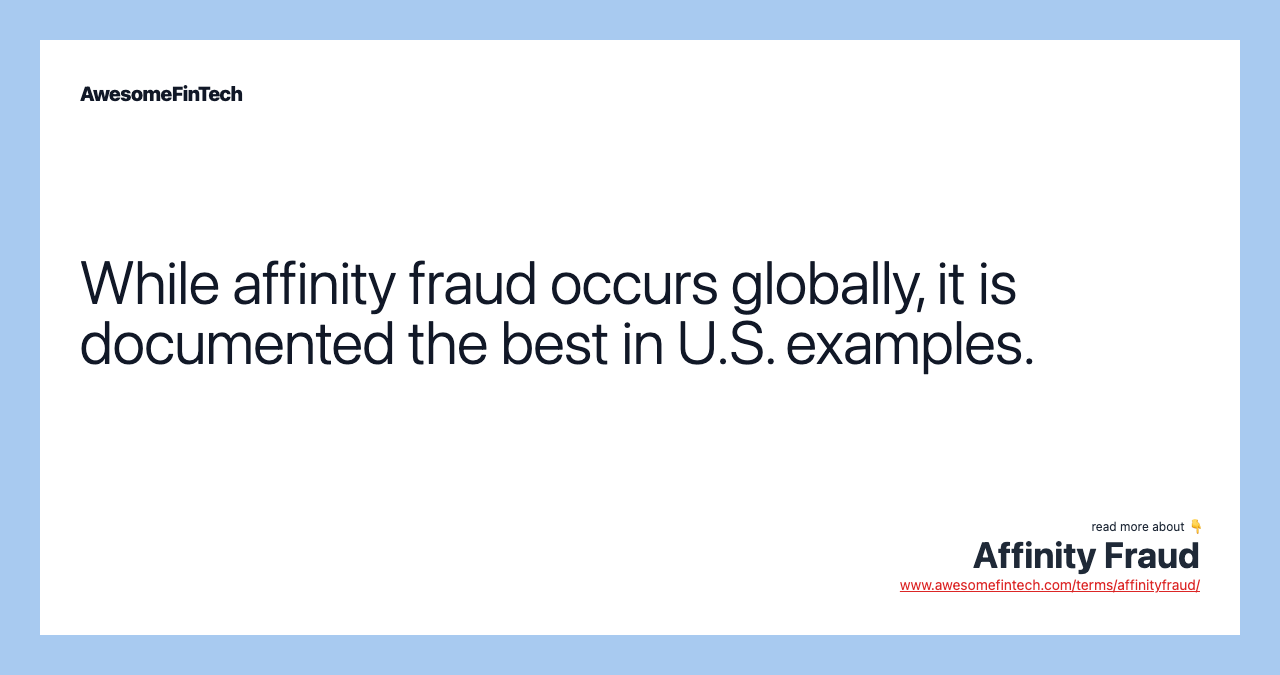 Affinity Fraud | AwesomeFinTech Blog Affinity Fraud | AwesomeFinTech Blog