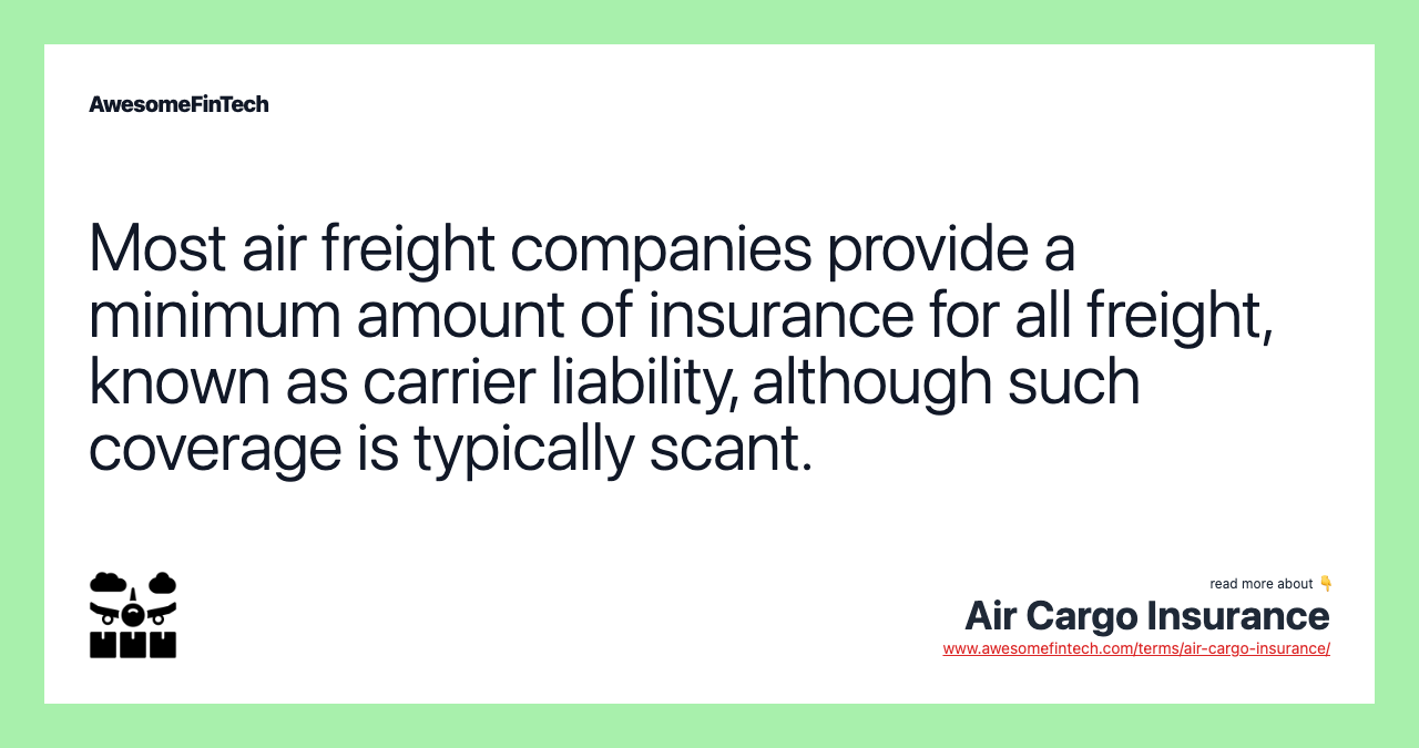 Air Cargo Insurance | AwesomeFinTech Blog