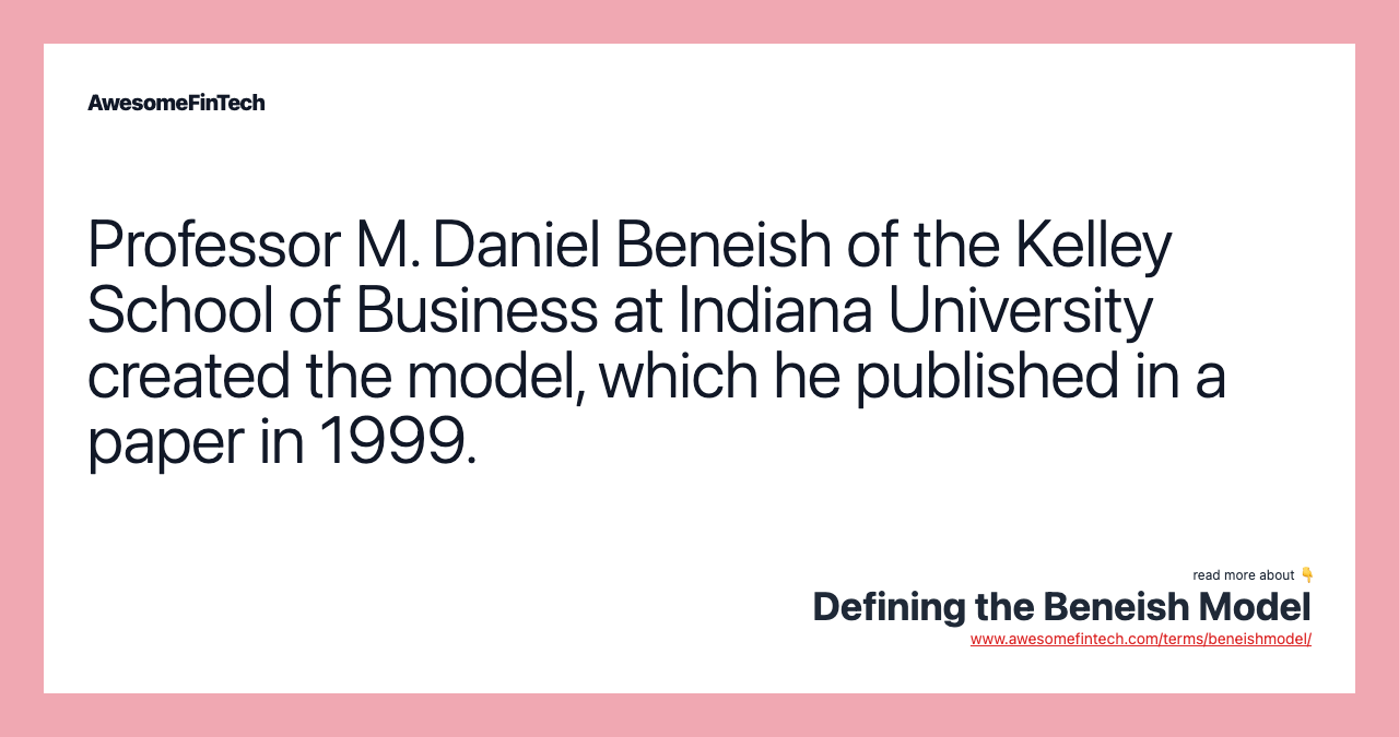 Defining the Beneish Model | AwesomeFinTech Blog