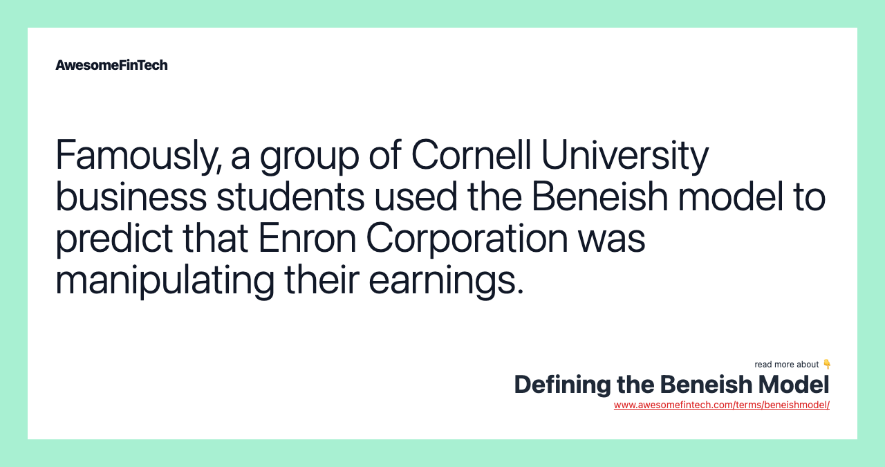 Defining the Beneish Model | AwesomeFinTech Blog