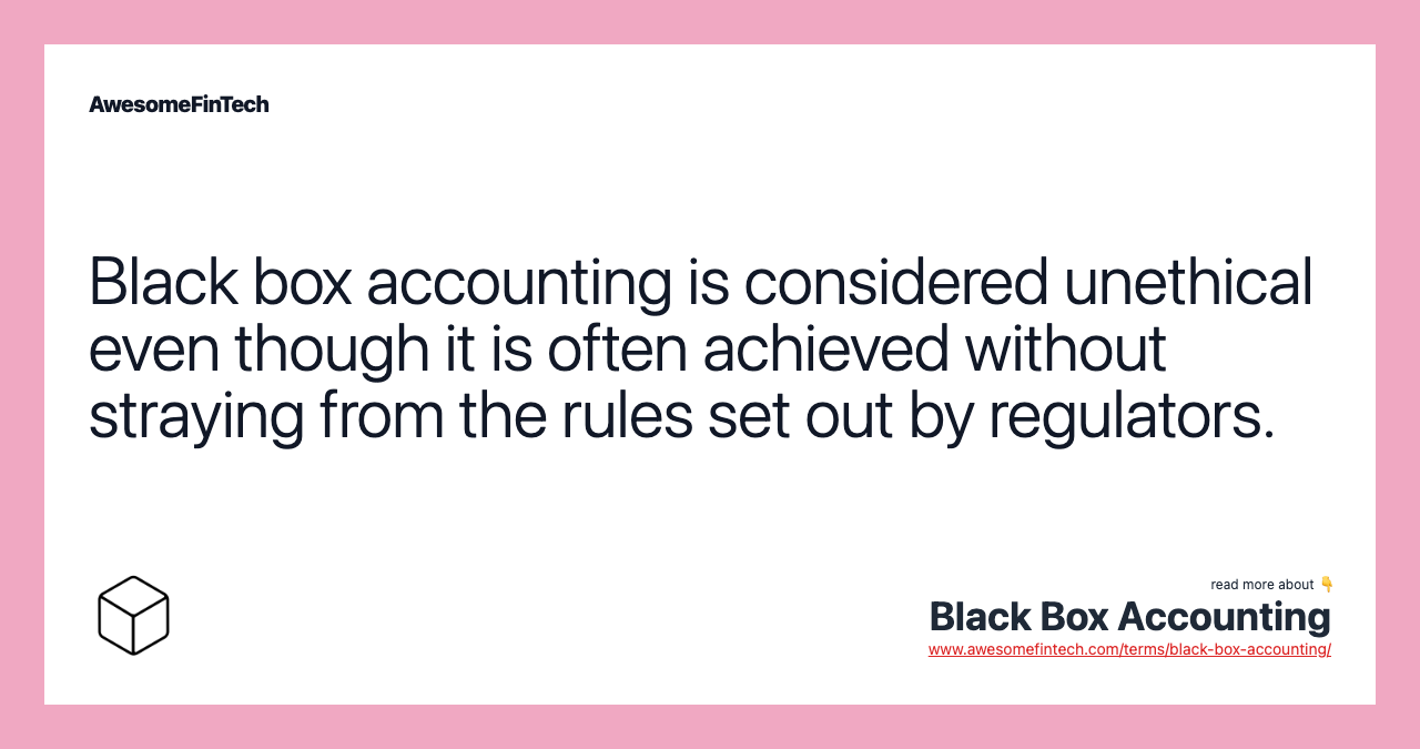 Black Box Accounting | AwesomeFinTech Blog