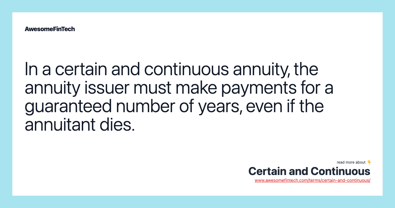 Certain and Continuous | AwesomeFinTech Blog