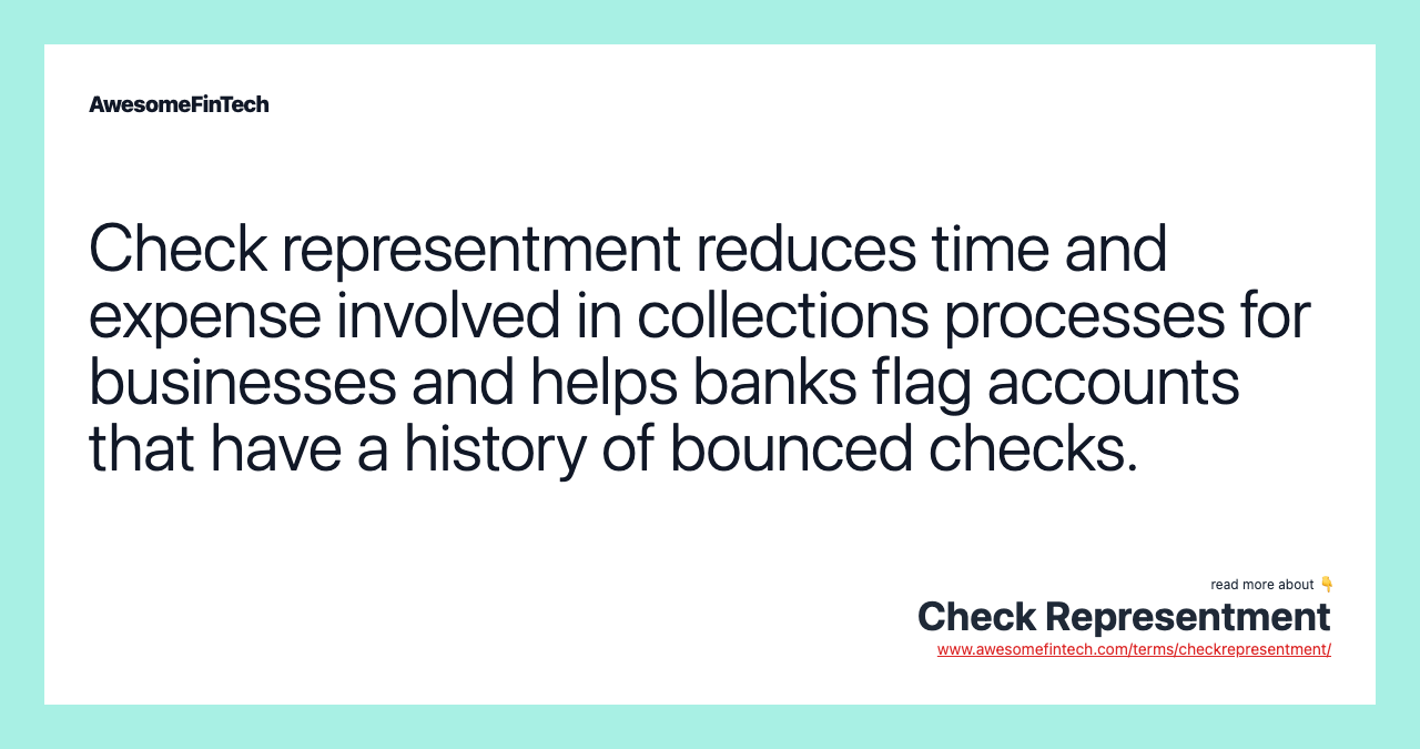 Check Representment | AwesomeFinTech Blog