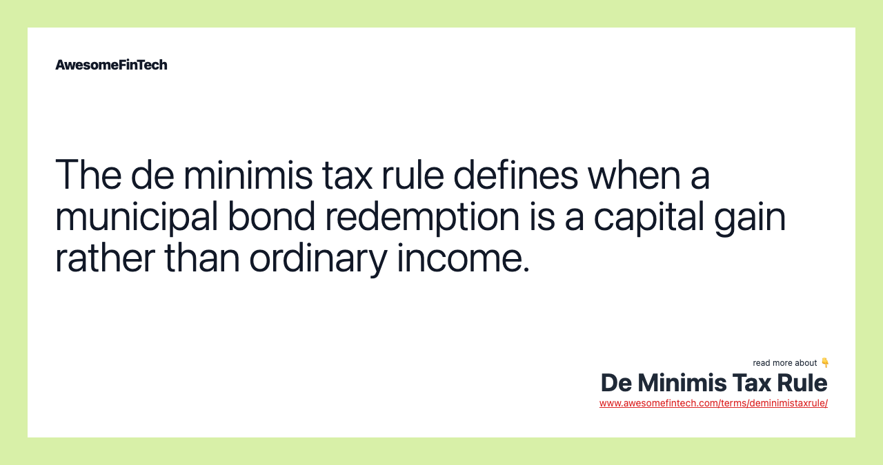 De Minimis Tax Rule | AwesomeFinTech Blog