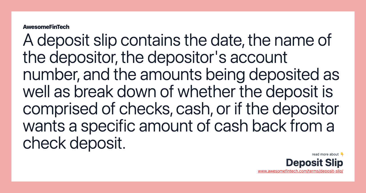 Deposit Slip | AwesomeFinTech Blog