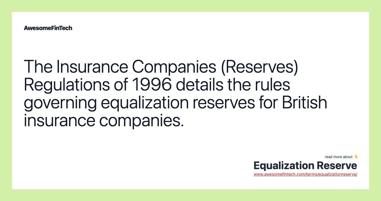 Equalization Reserve | AwesomeFinTech Blog