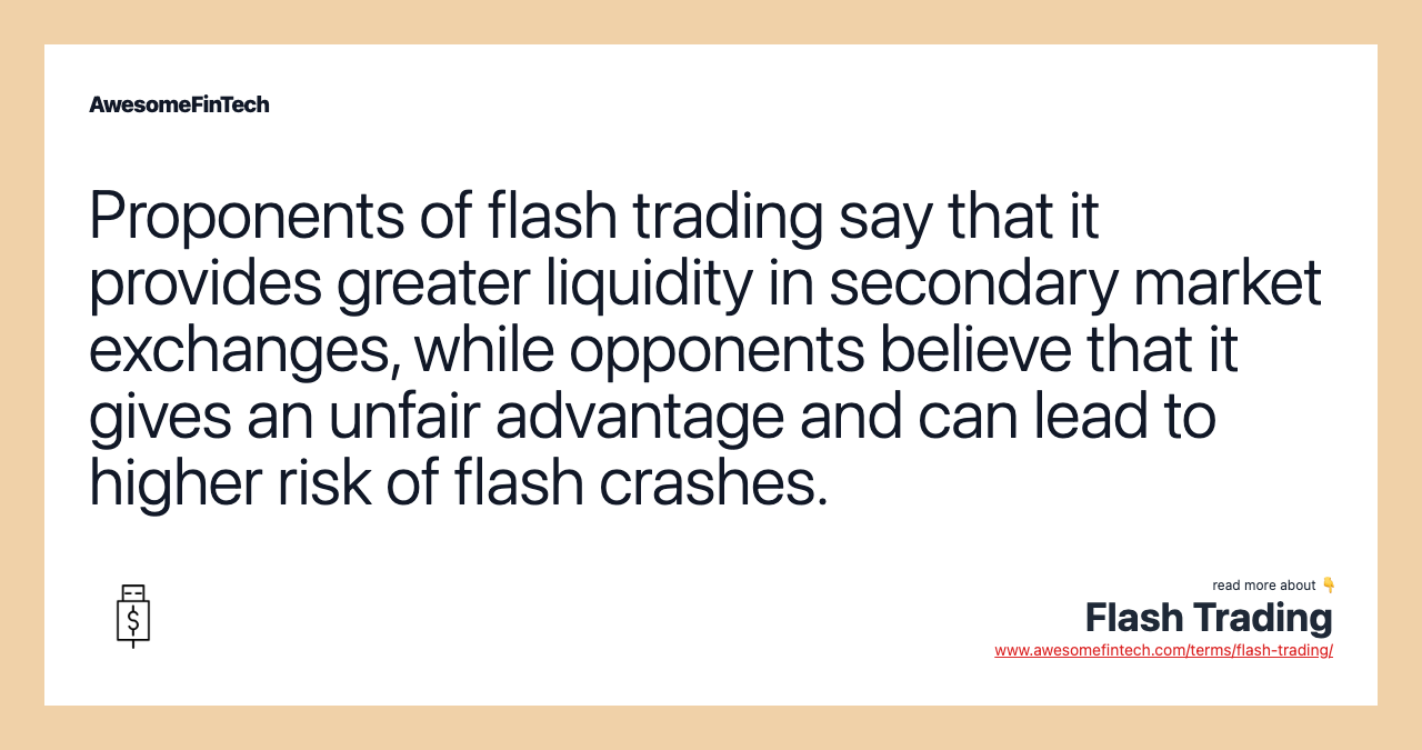 Flash Trading | AwesomeFinTech Blog