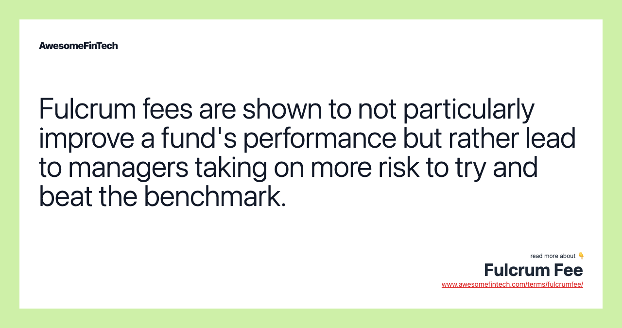 Fulcrum Fee | AwesomeFinTech Blog