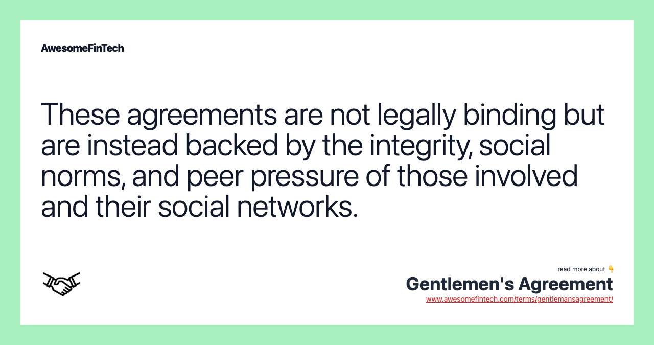 Gentlemen's Agreement | AwesomeFinTech Blog