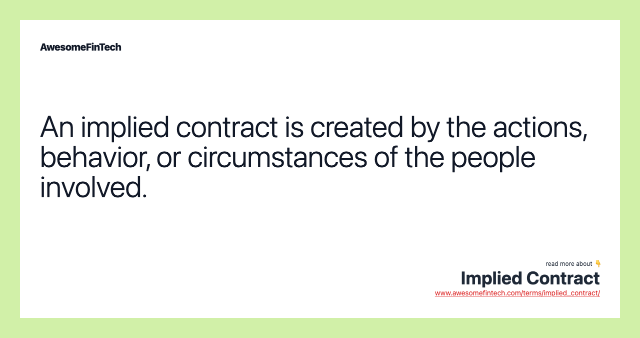 Implied Contract AwesomeFinTech Blog