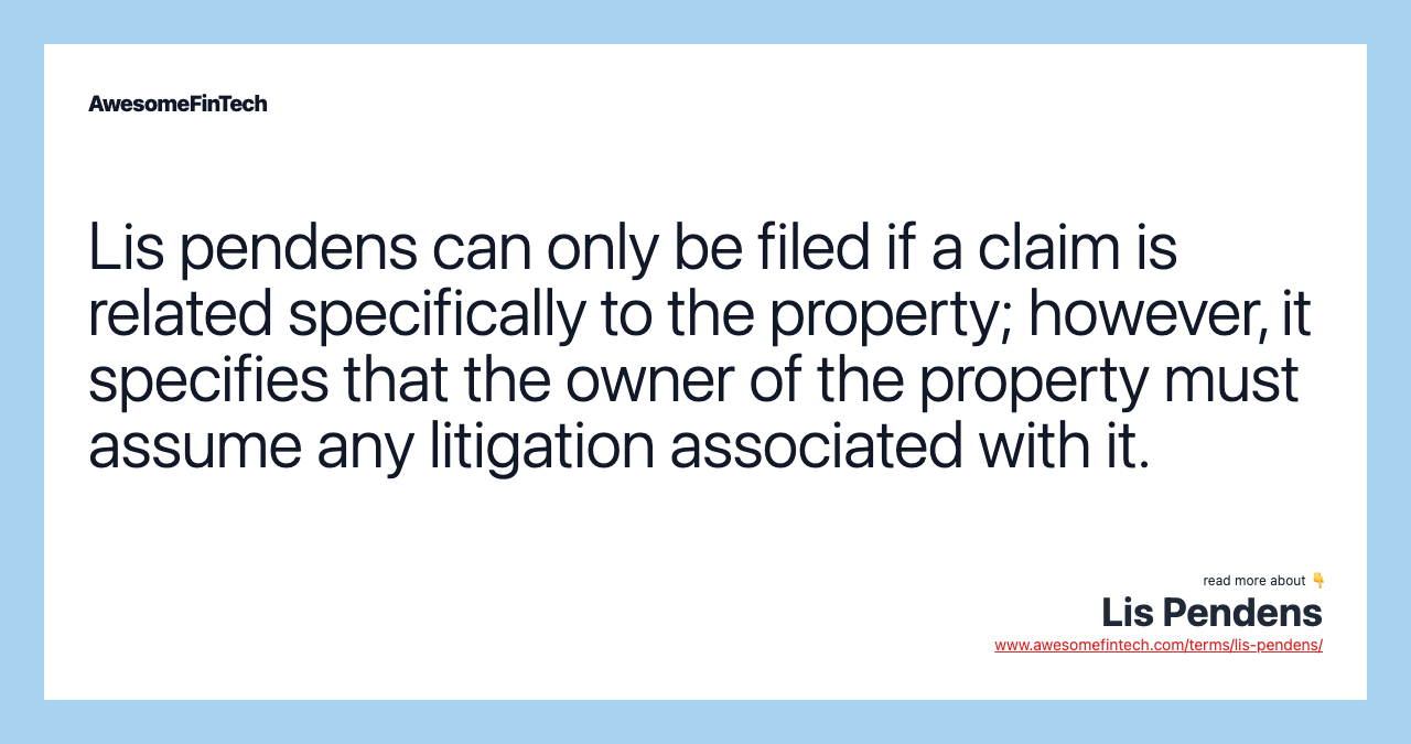 Lis Pendens | AwesomeFinTech Blog
