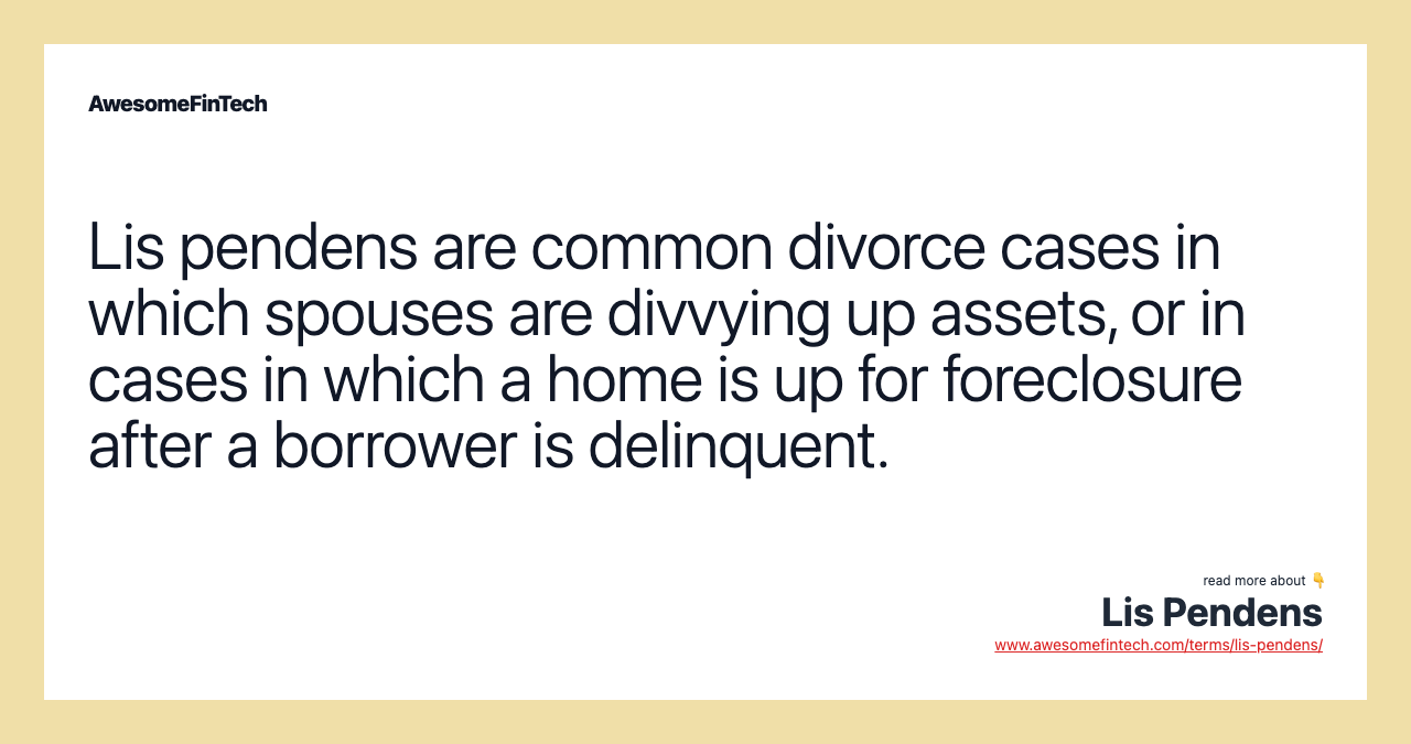Lis Pendens | AwesomeFinTech Blog