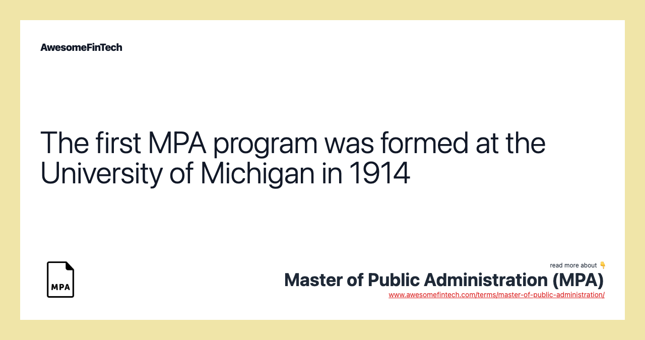 Master of Public Administration (MPA) | AwesomeFinTech Blog