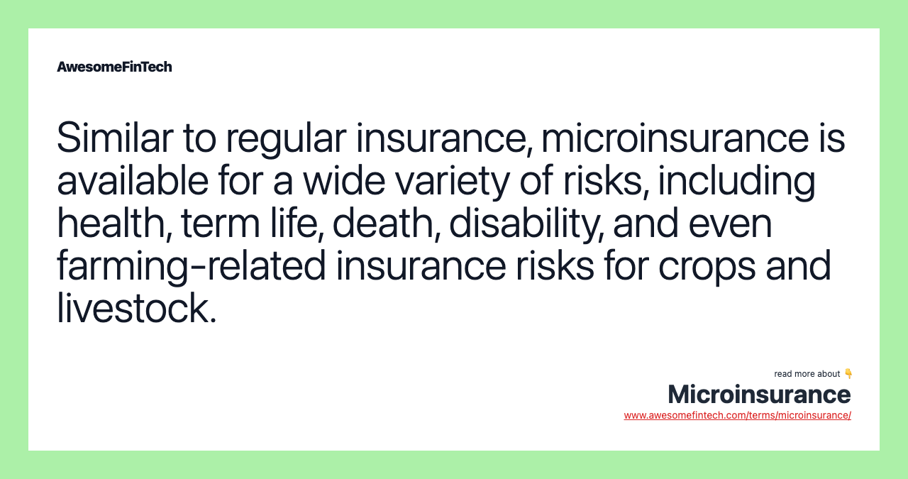 Microinsurance | AwesomeFinTech Blog