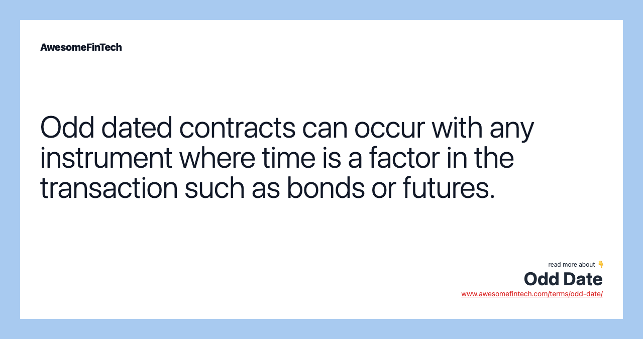 Odd Date | AwesomeFinTech Blog