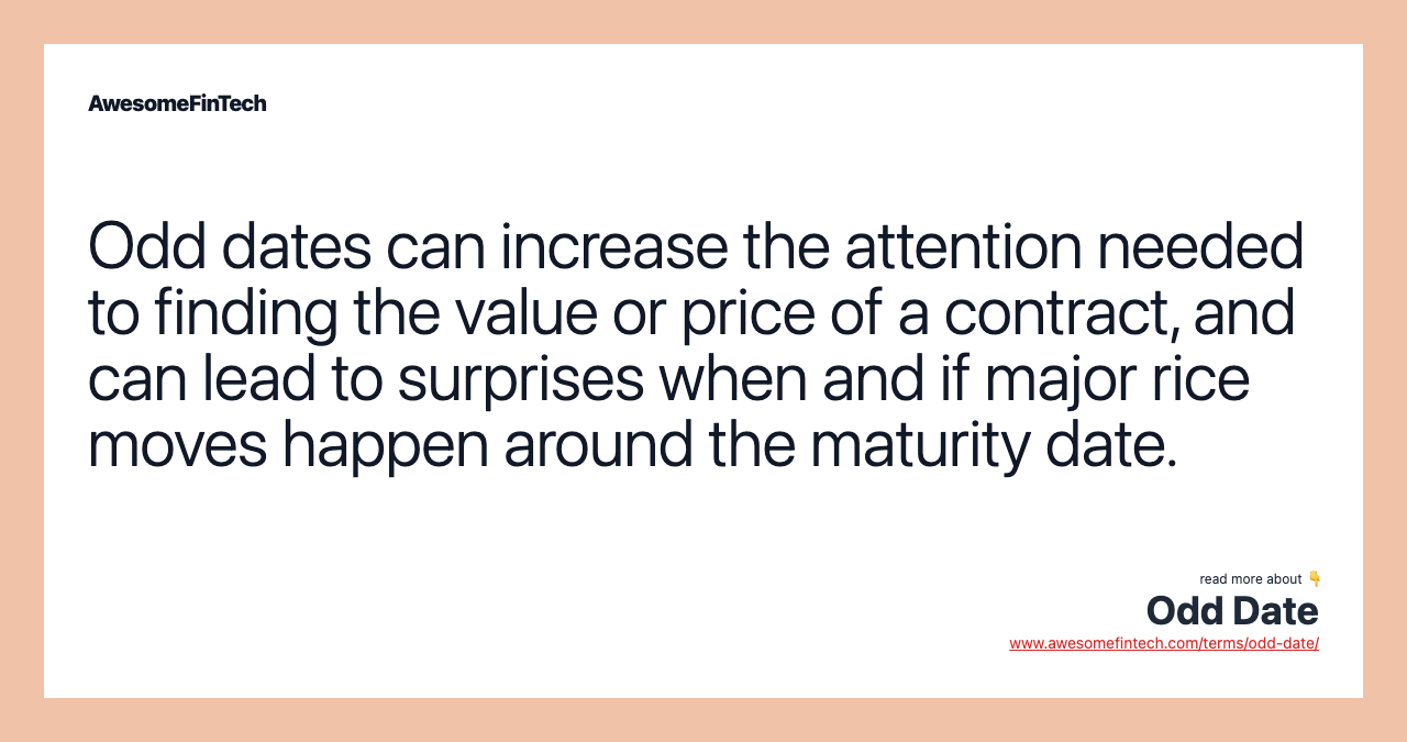 Odd Date | AwesomeFinTech Blog