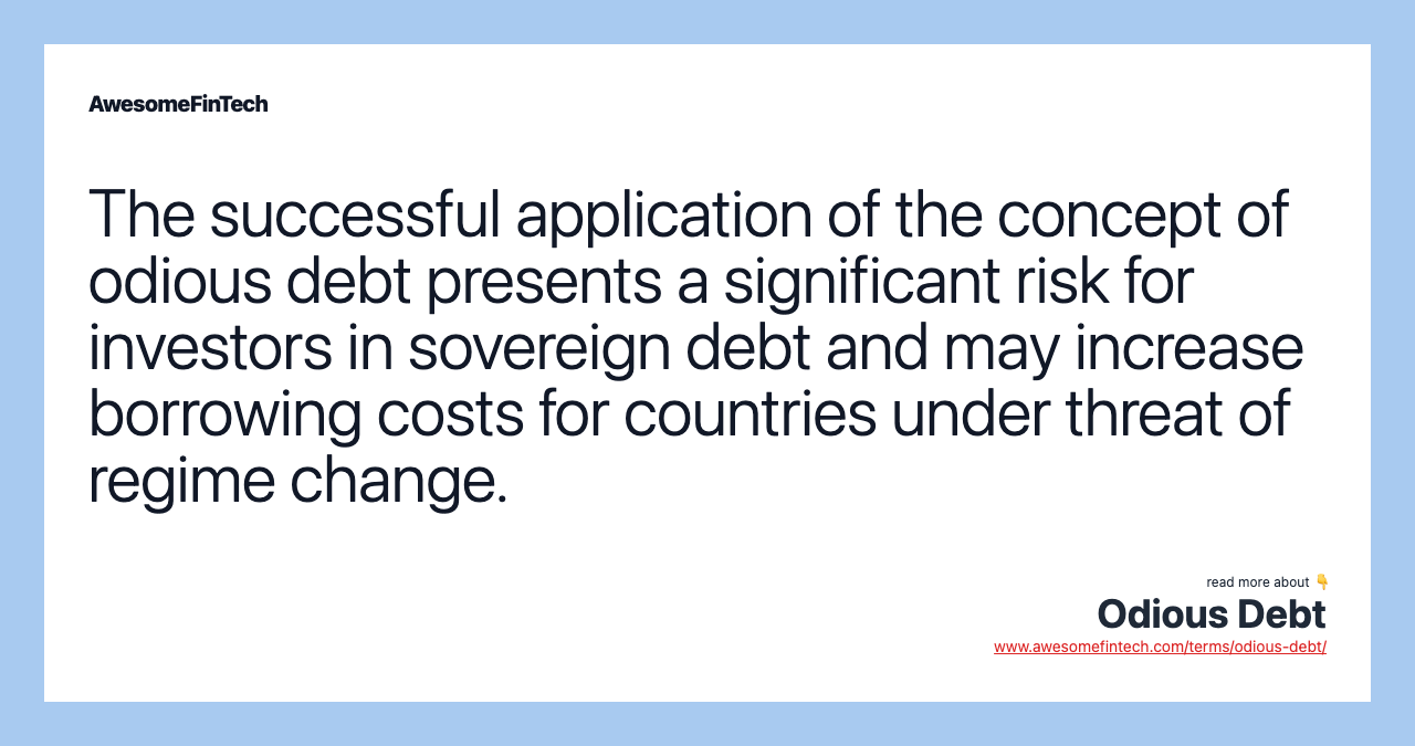 Odious Debt | AwesomeFinTech Blog