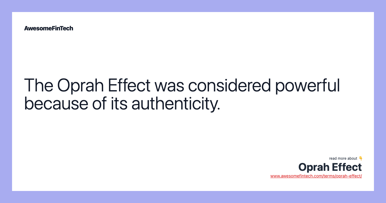 Oprah Effect | AwesomeFinTech Blog