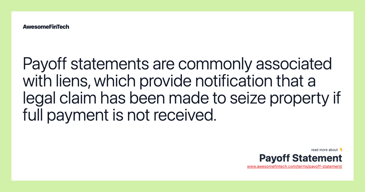 Payoff Statement | AwesomeFinTech Blog