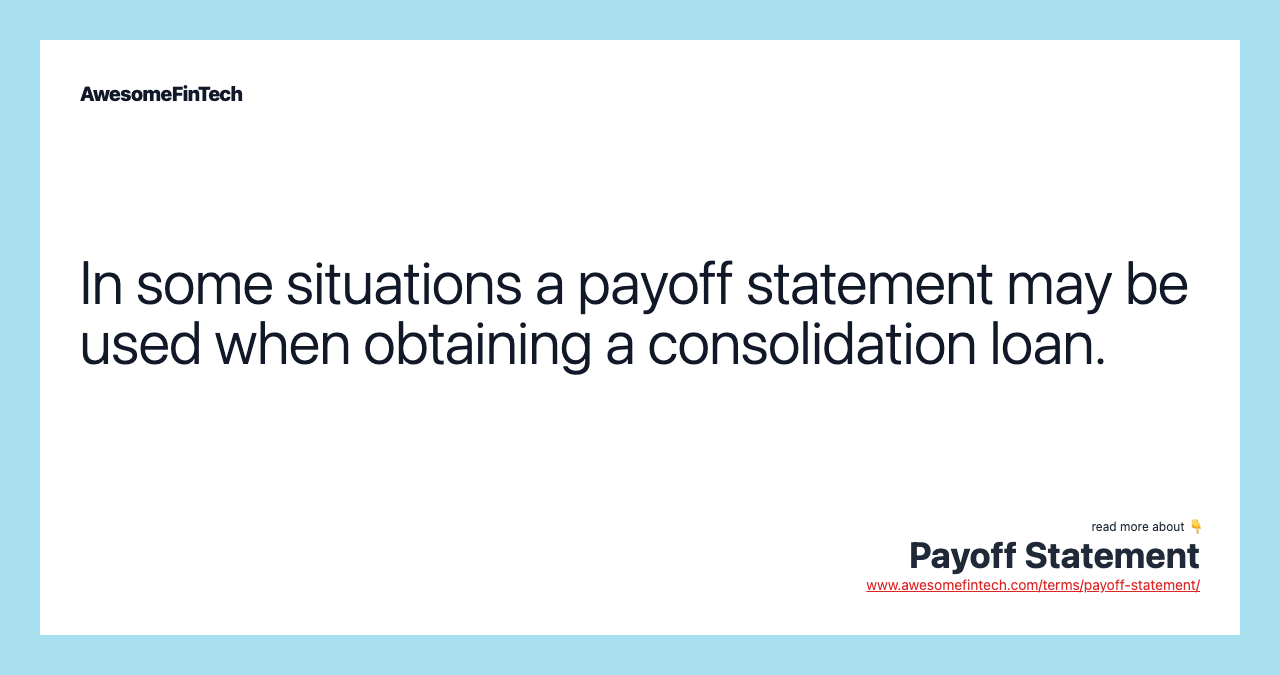 Payoff Statement | AwesomeFinTech Blog