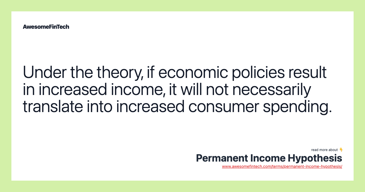 Permanent Income Hypothesis | AwesomeFinTech Blog