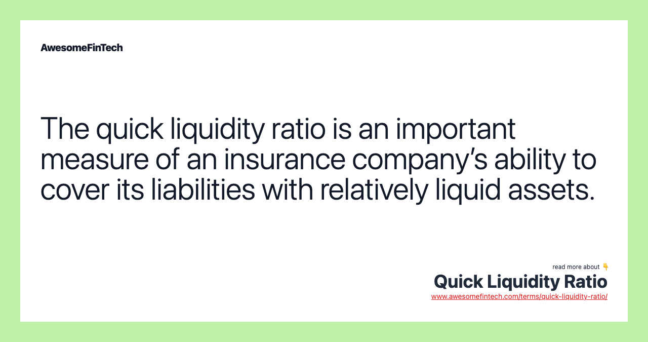 Quick Liquidity Ratio | AwesomeFinTech Blog
