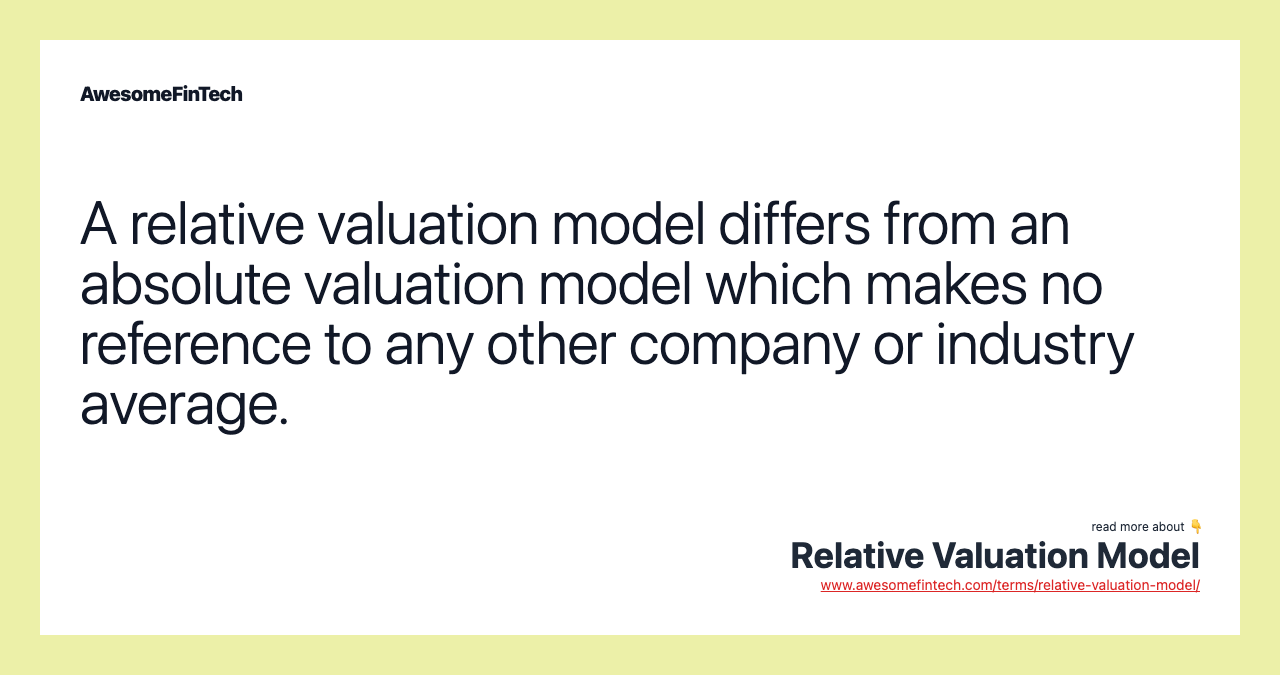 Relative Valuation Model | AwesomeFinTech Blog Relative Valuation Model | AwesomeFinTech Blog