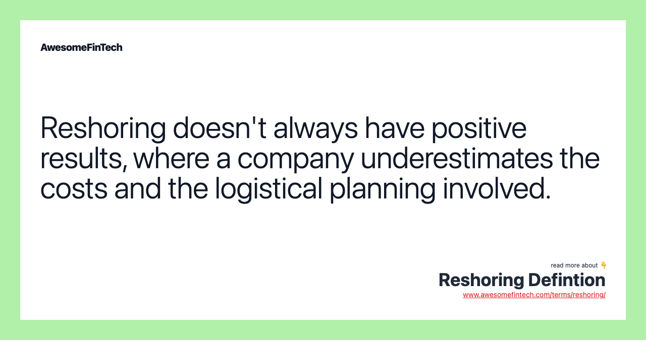 Reshoring Defintion | AwesomeFinTech Blog