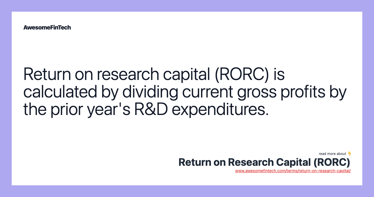 Return on Research Capital (RORC) | AwesomeFinTech Blog