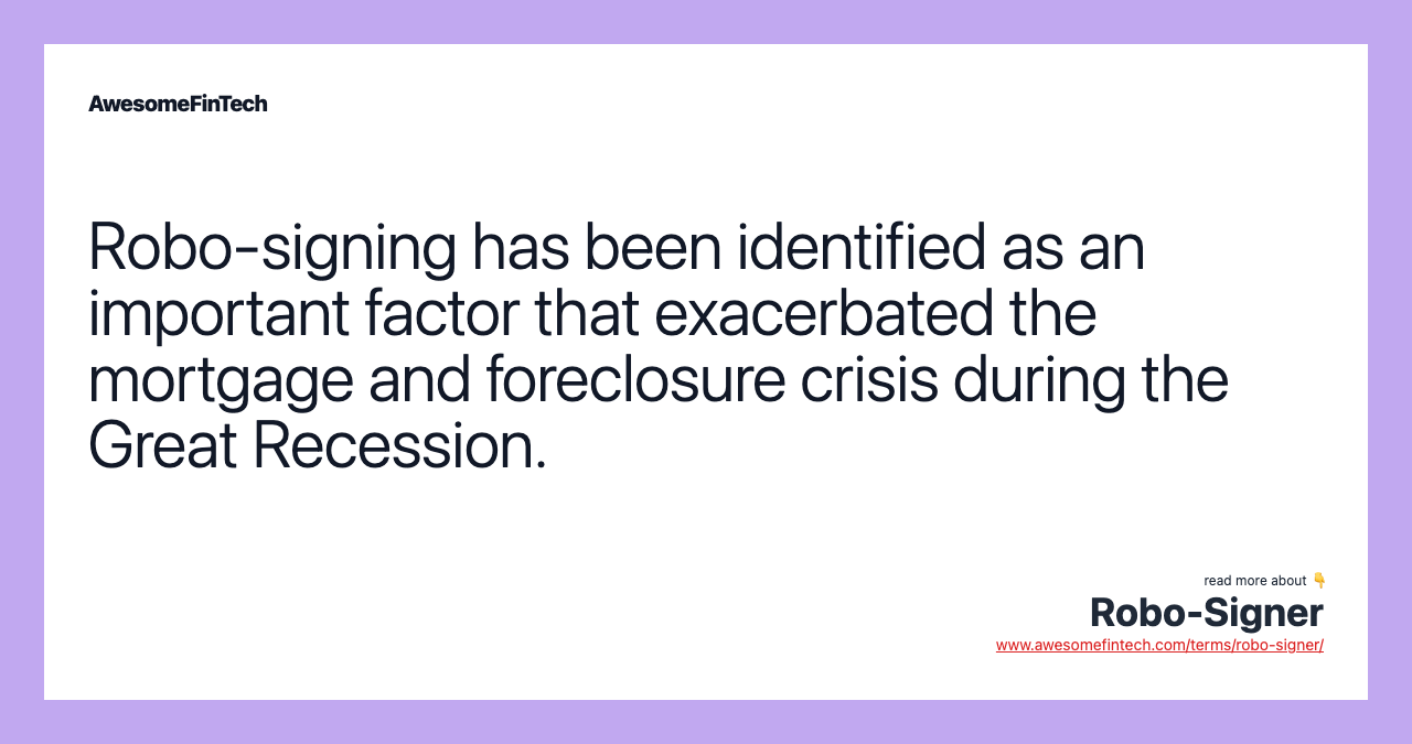 Robo-Signer | AwesomeFinTech Blog