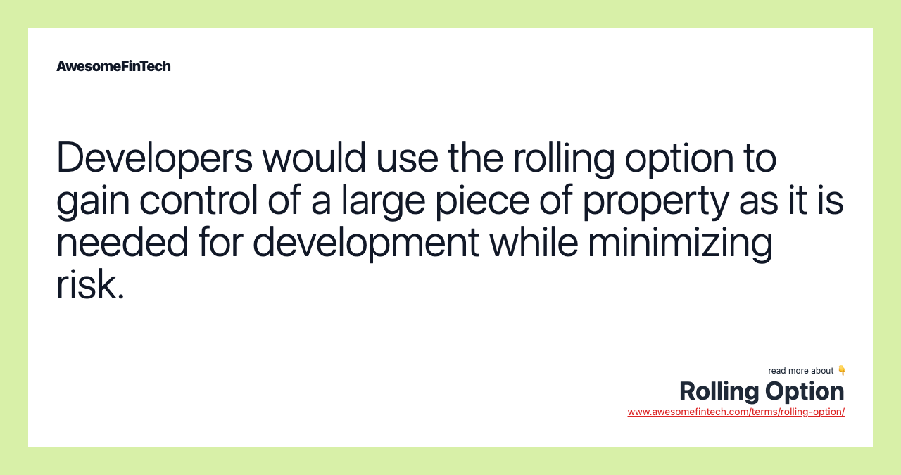 Rolling Option | AwesomeFinTech Blog