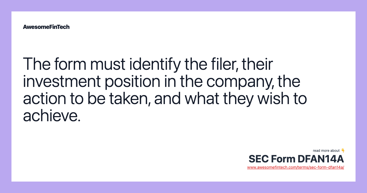 SEC Form DFAN14A | AwesomeFinTech Blog