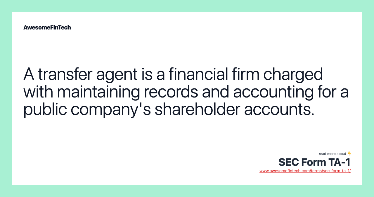 Sec Form Ta 1 Awesomefintech Blog