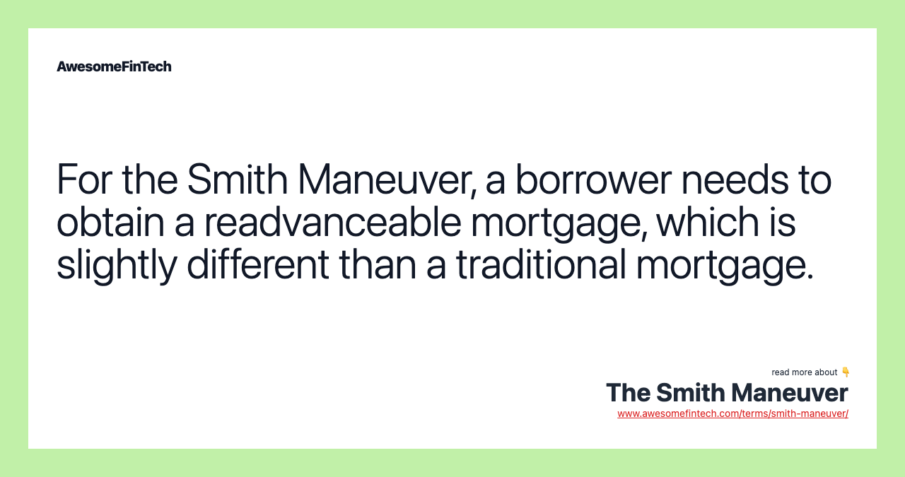 The Smith Maneuver | AwesomeFinTech Blog
