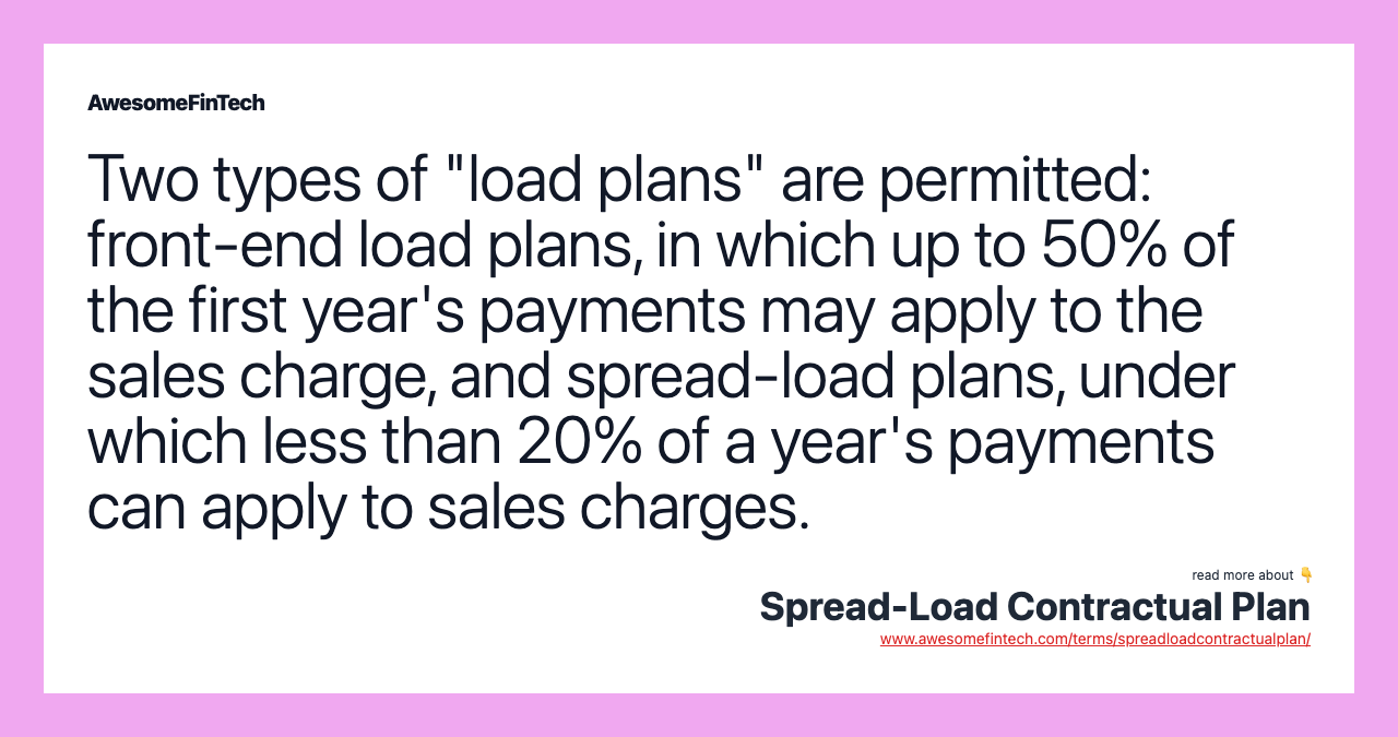Spread-Load Contractual Plan | AwesomeFinTech Blog