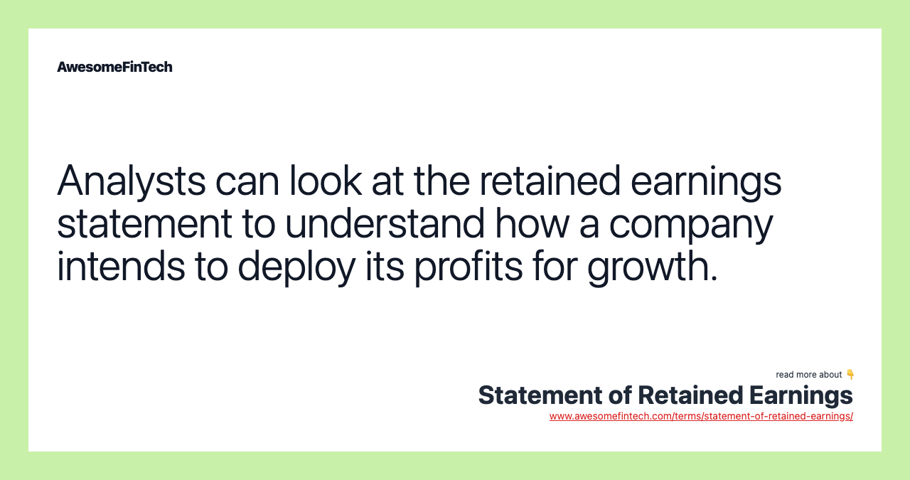 Statement of Retained Earnings | AwesomeFinTech Blog
