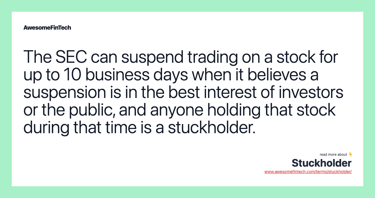 Stuckholder | AwesomeFinTech Blog