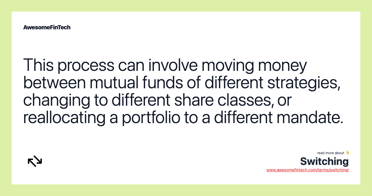 Switching | AwesomeFinTech Blog