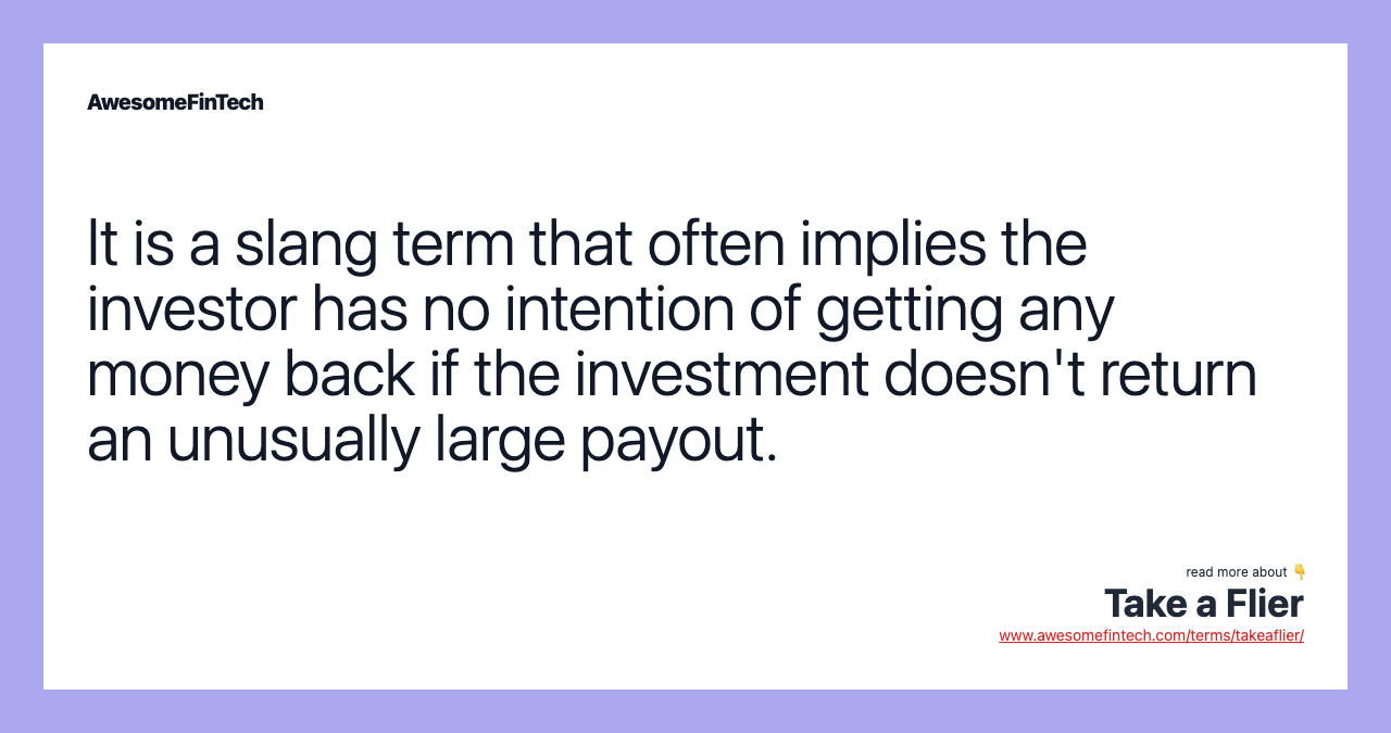 Take a Flier | AwesomeFinTech Blog