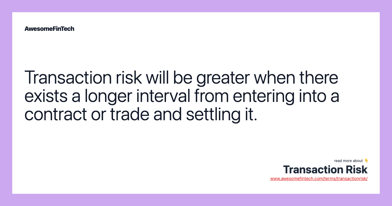 Transaction Risk | AwesomeFinTech Blog
