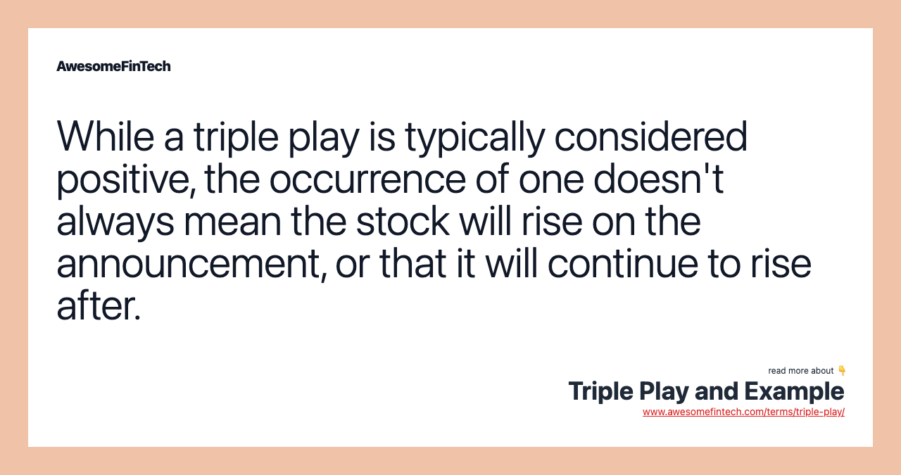 Triple Play and Example | AwesomeFinTech Blog