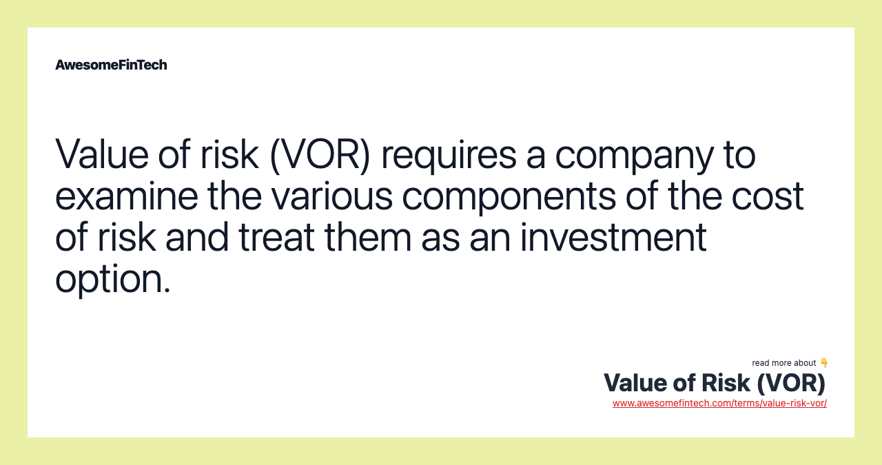 Value of Risk (VOR) | AwesomeFinTech Blog
