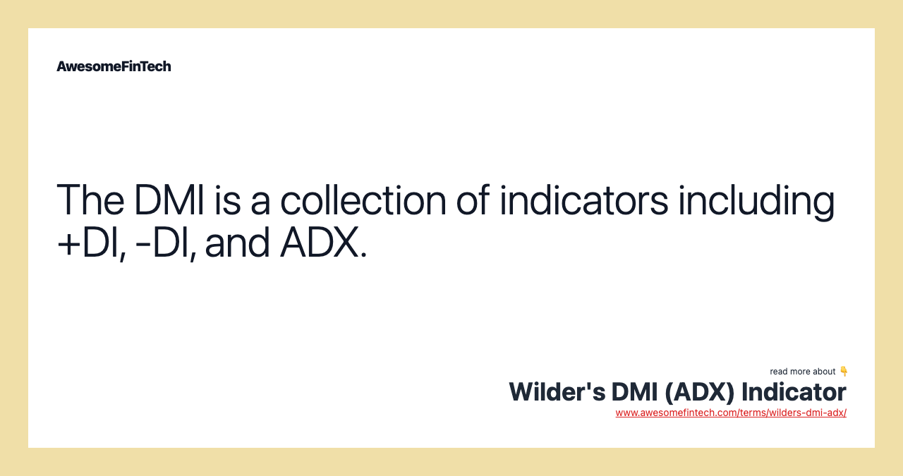 Wilder's DMI (ADX) Indicator | AwesomeFinTech Blog