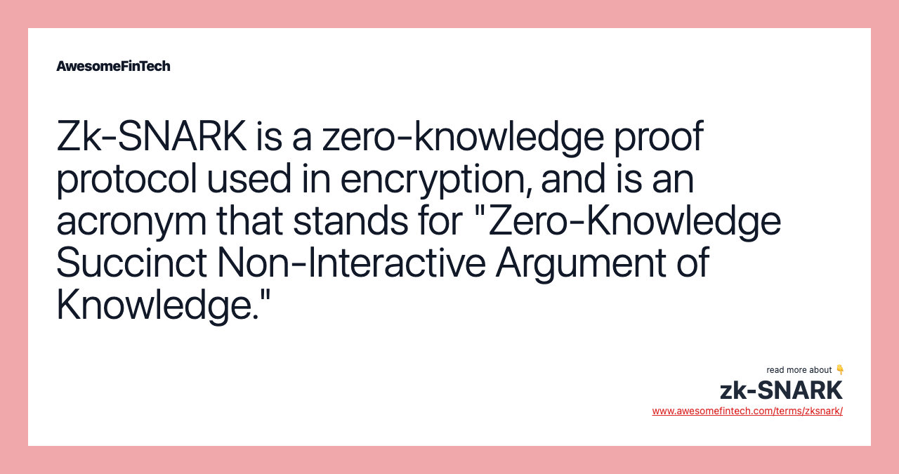 Zk Snark Awesomefintech Blog