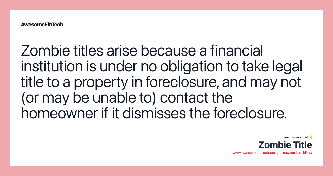 Zombie Title | AwesomeFinTech Blog